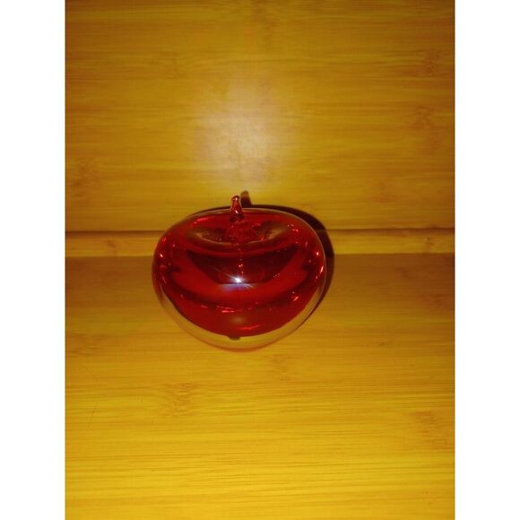 Art | Vintage Blenko Art Glass Vivid Red Hand Blown Apple Paperweight ...